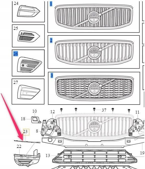 Listwa na zderzak Volvo Oe Listwa Prawy Tył Przed Kołem Do Opel Vivaro ...