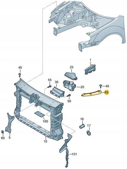Volkswagen Oe Mocowanie Podpora Uchwyt Patyka Maski 5M0823395A - Opinie ...