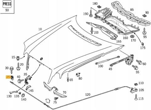 Mercedes-Benz Oe Zamek Maski Klapy Rygiel Mercedes W245 A1698800560 ...