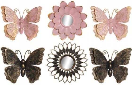 Dkd Home Decor Dekoracja Ścienna Lustro Miedź Motyl Shabby Chic (2 ...