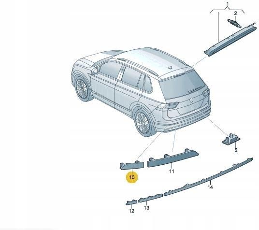 Volkswagen Oe Odblask Zderzaka Tylnego Mały Zew. Vw Tiguan 2016 ...