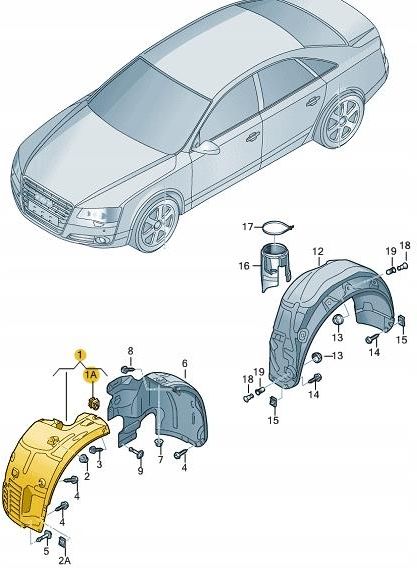 Nadkole Audi Oe Oryginalne Nadkole Przód A8 4H0821171L L Plus P ...