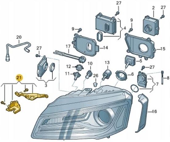 Lampa przednia Audi Oe A8 D4 Zestaw Naprawczy Reflektora 4H0998121 ...