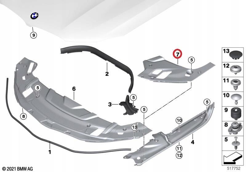 Bmw Oe Oe Bmw G30 G31 Osłona komory silnika lampy lewa - Opinie i ceny ...