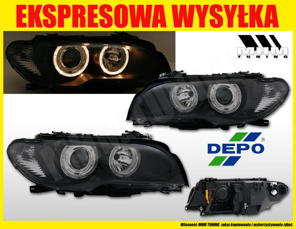 Lampa przednia Depo Reflektor Lampa Ringi Angel Bmw 3 E46 Coupe Lift - Opinie i ceny na Ceneo.pl