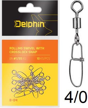 Delphin Krętlik Z Agrafką Swivel W/ Snap B 04 4/0 10szt. (ICCM969B04400 ...
