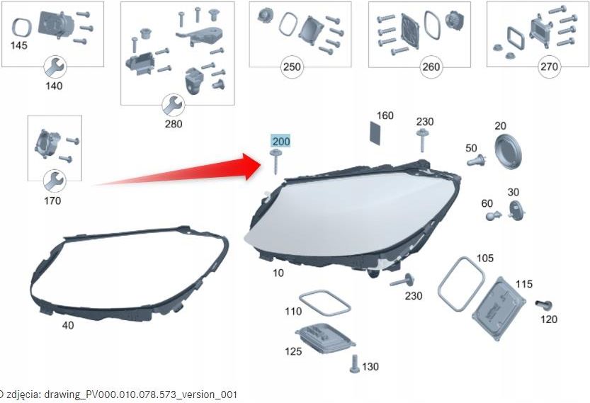 Lampa przednia Mercedes Benz Oe Śruba Lampy Przód Mercedes W212 Cls ...