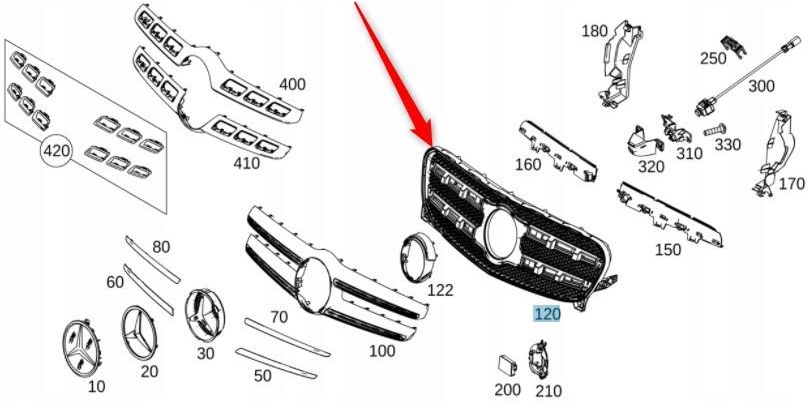 Mercedes Benz Oe Grill Atrapa Gla A1568801200 - Opinie i ceny na Ceneo.pl