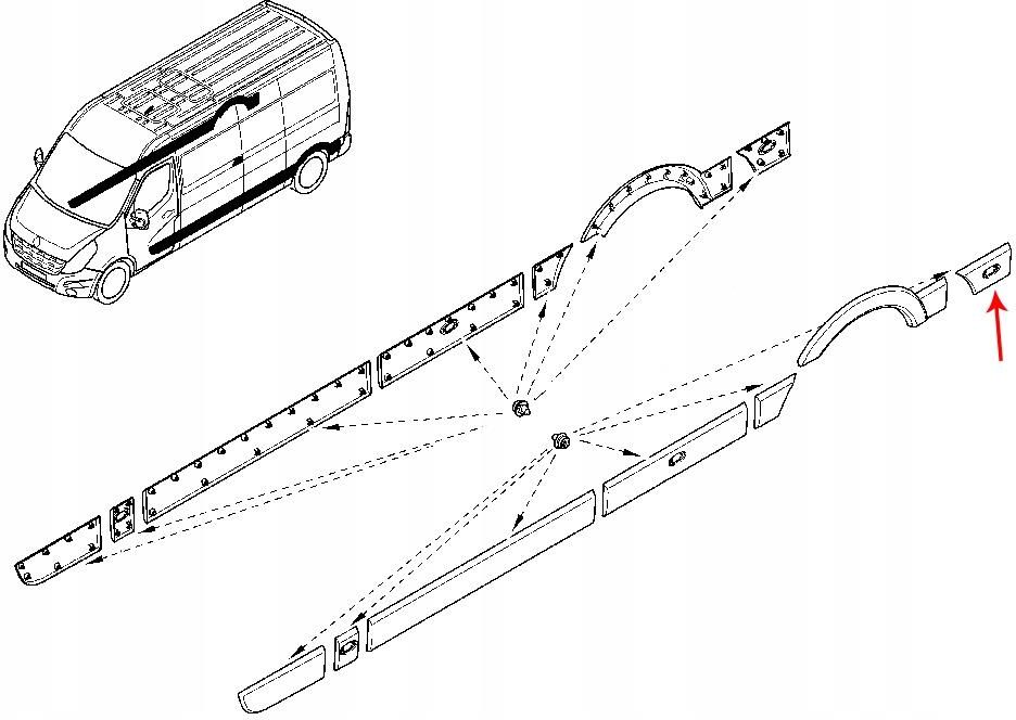 Listwa boczna Renault Oe Listwa Boczna Lewa Renault Master III ...