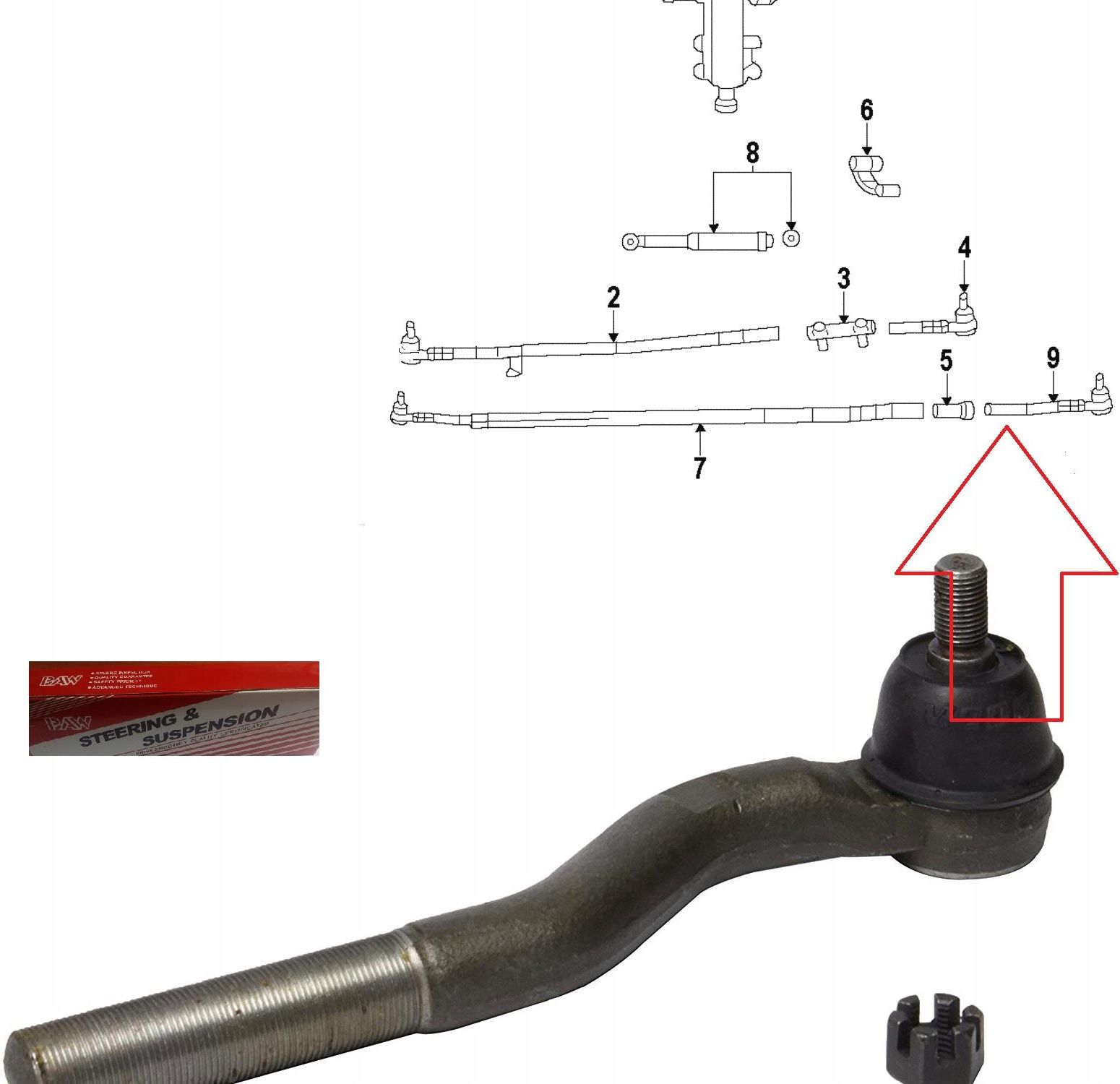 Końcówka drążka kierowniczego Baw Końcówka Drążka Jeep Wrangler Lewa Jk ...