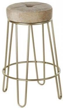 Dkd Home Decor Taboret Beżowy Złoty Metal Poliester (47 X 47 X 73 Cm ...