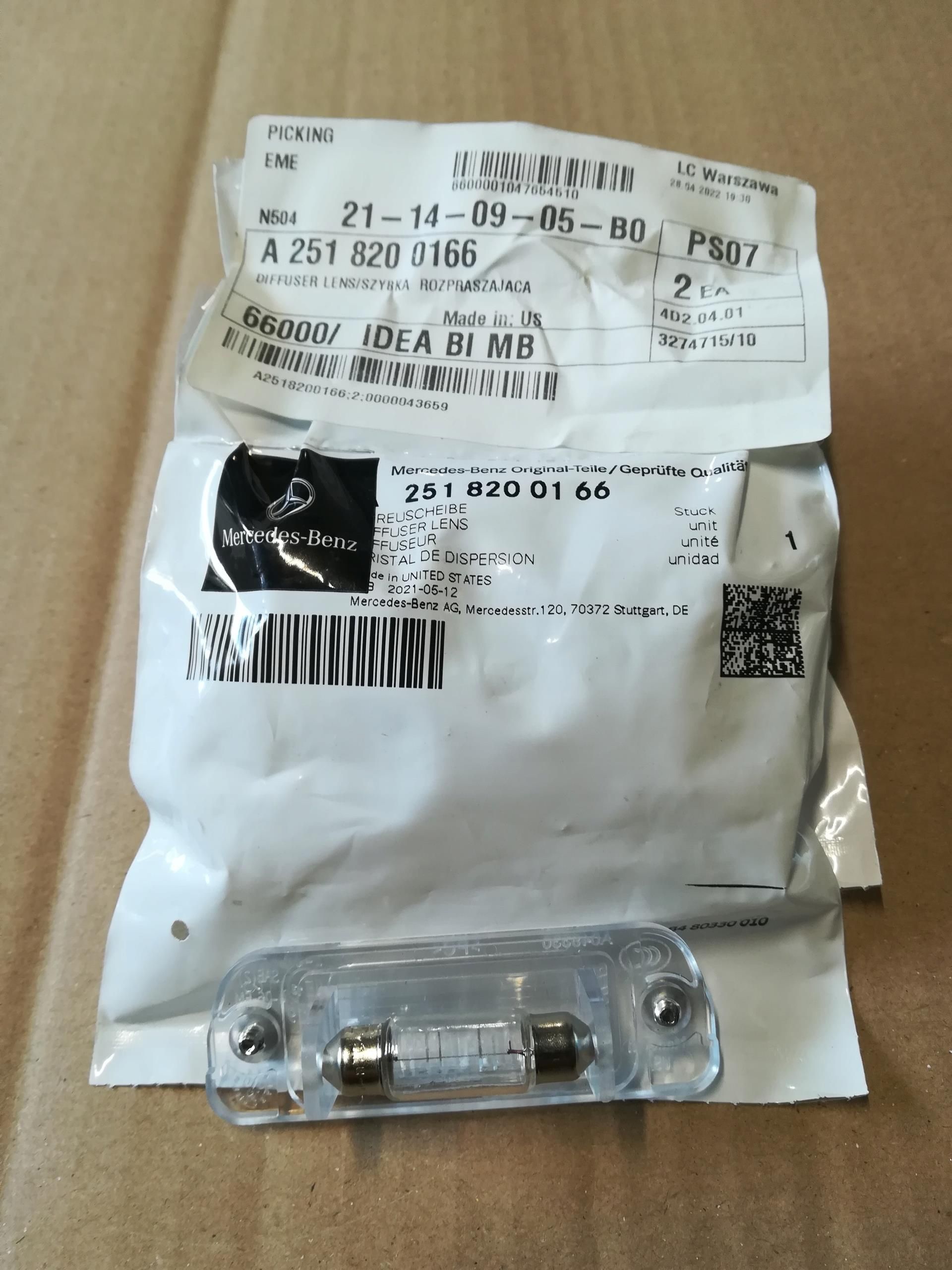 Lampka tablicy rejestracyjnej MercedesBenz Oe Oryginalna Lampka Tablicy ...