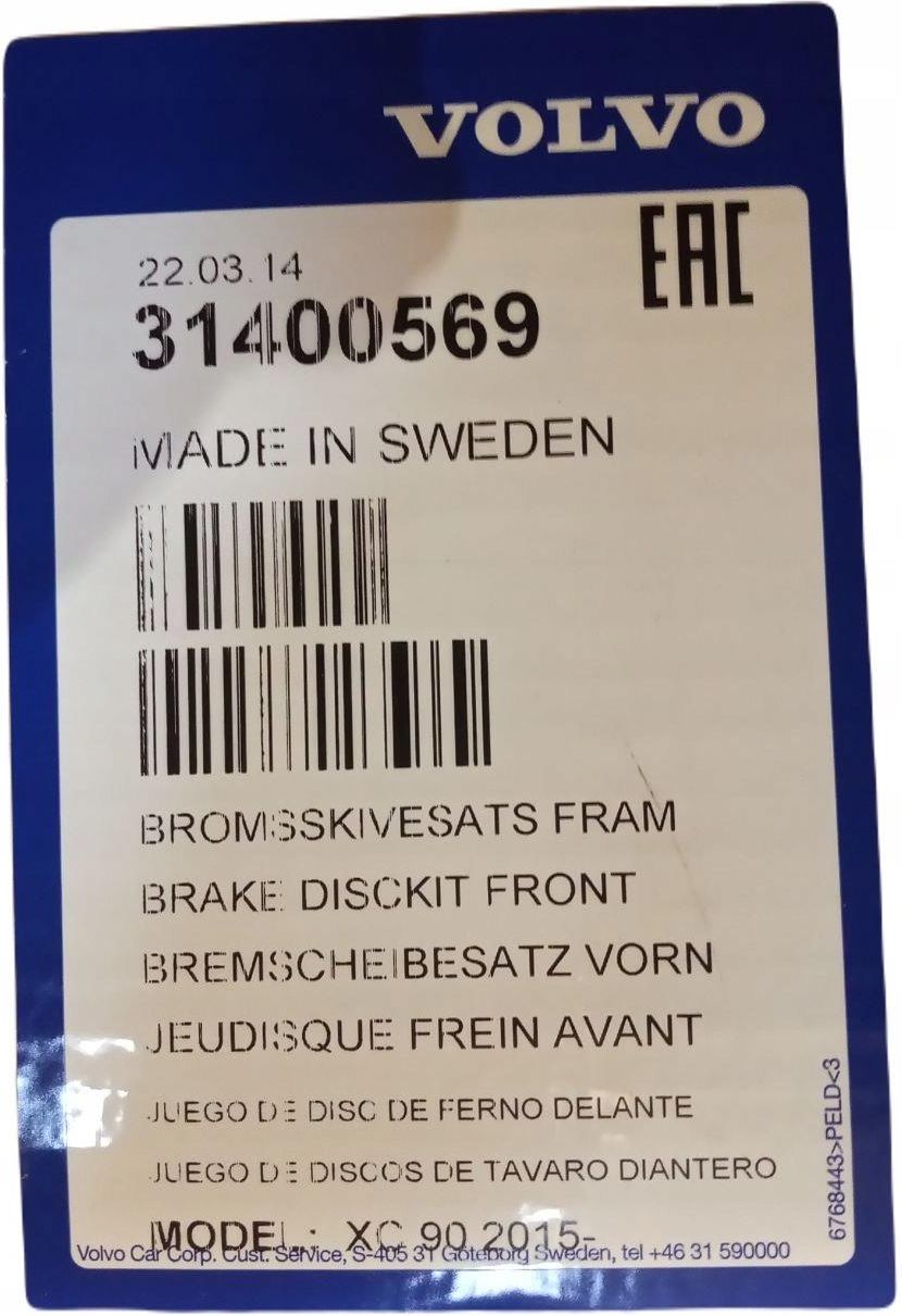 Volvo Oe 31400569 Zest. Tarcz Hamulc Oryginał - opinie i ceny na Ceneo.pl