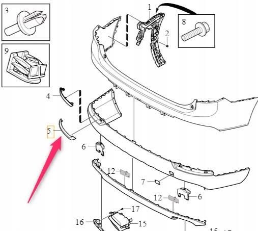Listwa na zderzak Volvo Oe Listwa Chromowa Lewa Zderzak Tylnego ...