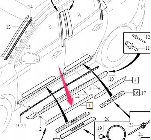 Listwa boczna Volvo Oe Listwa Chrom Dolna Drzwi Prawy Przód - Opinie i ...