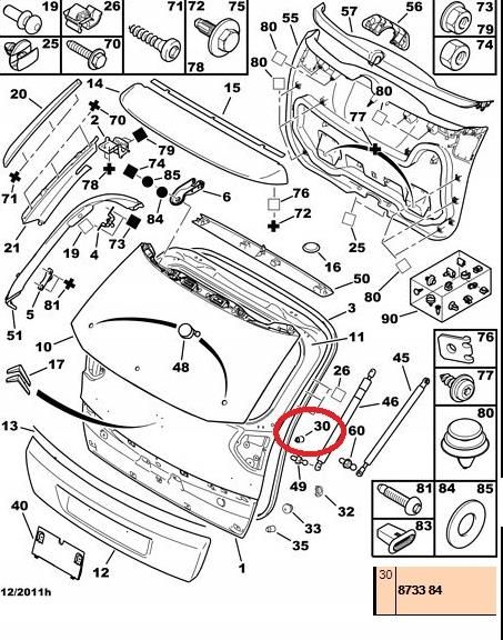 Klapa tylna Citroen Oe Odbój Klapy Pokrywy Bagażnika C4 Picasso 873384 ...