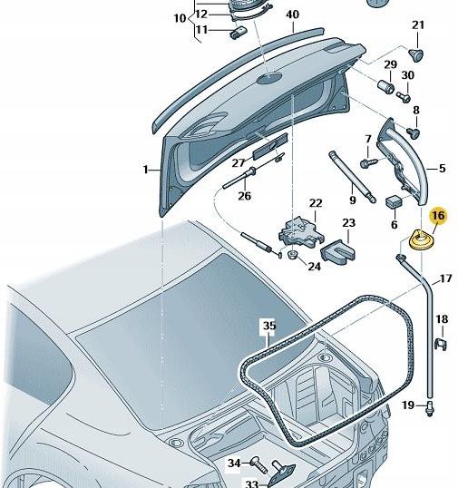 Zawias Volkswagen Oe Uszczelka Zawiasu Klapy Tył Passat B6 B7 Sedan ...