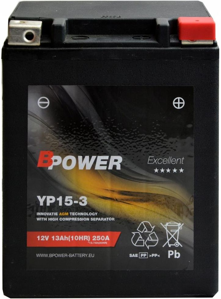 Części motocyklowe Bpower Excellent Agm Yp15 3 12V 13Ah 250A - Opinie i ...