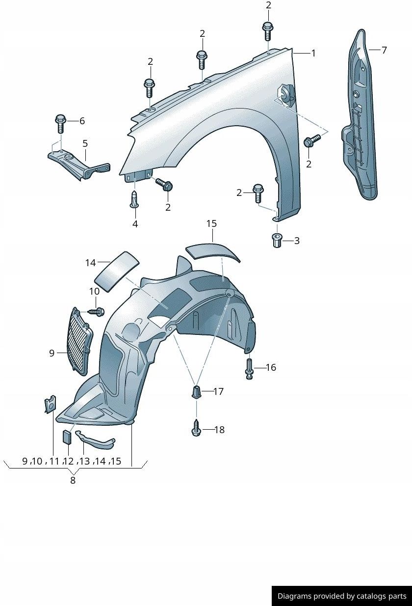 Nadkole Volkswagen Oe Osłona Nadkole Lewe Przód Superb 3 15 3V0809958E ...