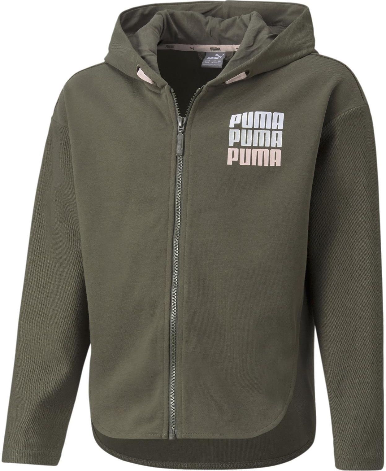 Bluza z kapturem dziewczęca Puma ALPHA FZ khaki 58923844 - Ceny i ...