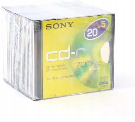 Nośnik danych Płyty Cdr Sony 700MB w pudełkach slim 25 szt - Opinie i ...