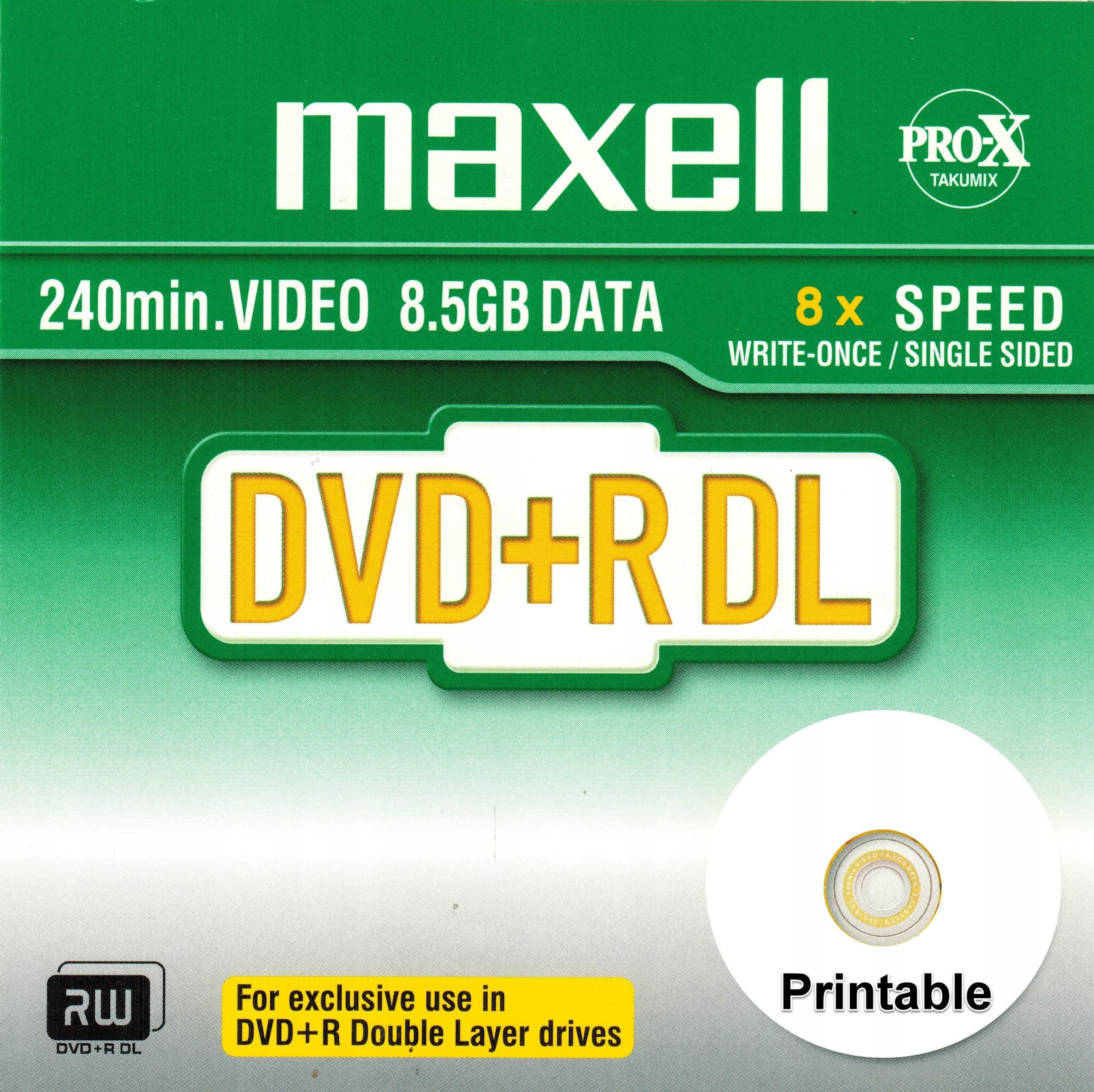 Nośnik danych Maxell Dvd+r DL Printable Pro-x 10szt slim case CD ...