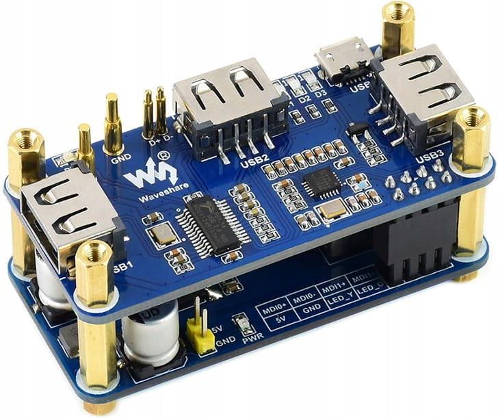 Mikrokontroler WAVESHARE POWER OVER ETHERNET , 3X USB HUB DLA RPI ZERO ...