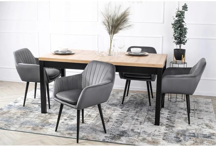 Zestaw Stół Prostokątny Rozkładany Hugo Dąb Artisan I 4 Krzesła ...