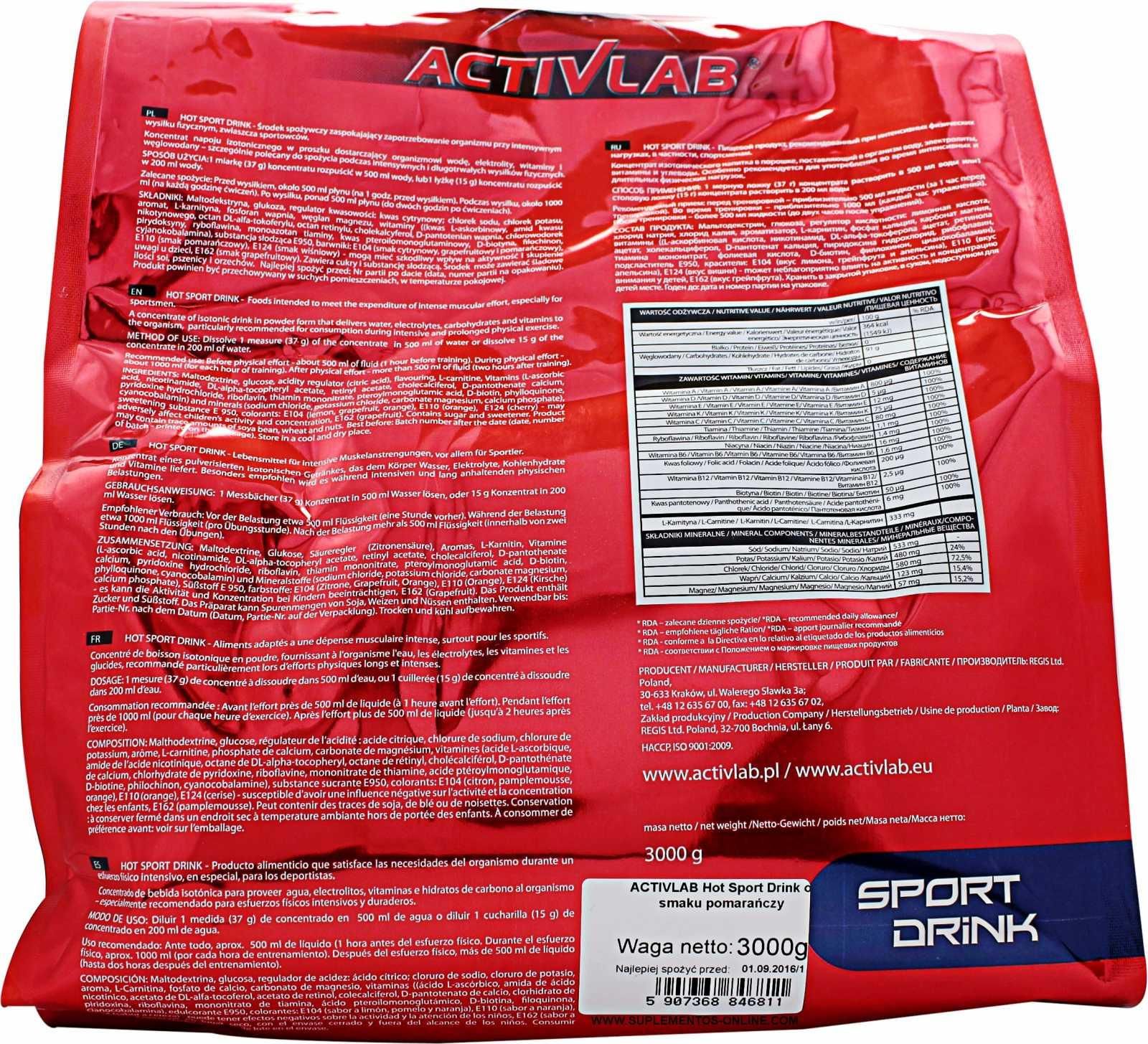 Activlab Hot Sport Drink 3X1000G - Ceny i opinie - Ceneo.pl
