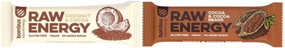 Zestaw Baton RAW ENERGY Kokos - Kakao 50 g - Bombus + Baton RAW ENERGY ...
