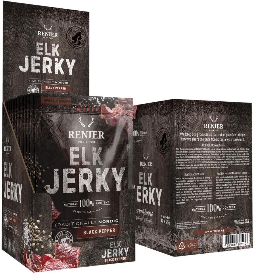 Renjer Suszone Mięso Łosia Elk Jerky 25 G Sól Morska - Ceny i opinie ...