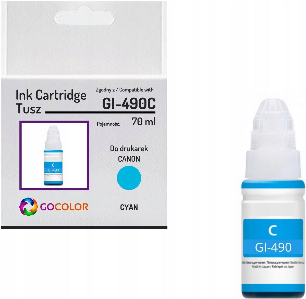 Tusz GOCOLOR TUSZ DO CANON GI-490C CYAN PIXMA G1411 ZAMIENNIK ...