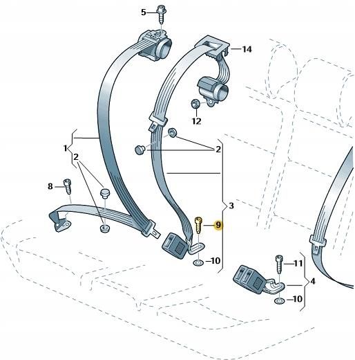 Pas bezpieczeństwa Volkswagen Oe Śruba 7 16 20X40 Wht003683 Oryginał Vw ...