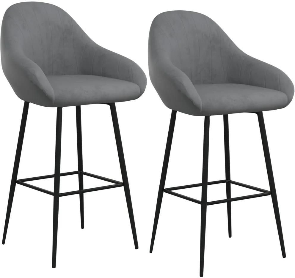 Vidaxl Stołki Barowe 2 Szt. Jasnoszare Obite Aksamitem (338695 ...