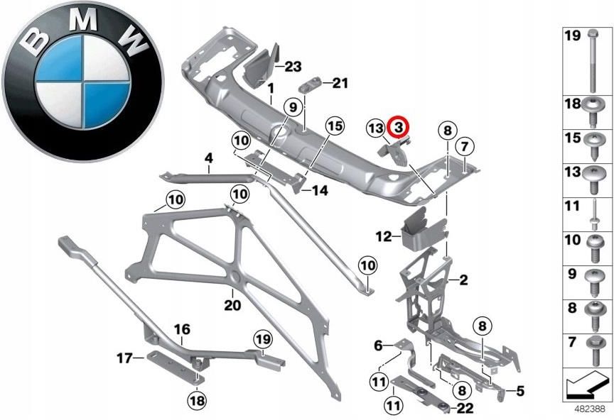 Lampa przednia Bmw Oe Nowy Wspornik Górny Mocowanie Lampy F34 Aso BMW ...