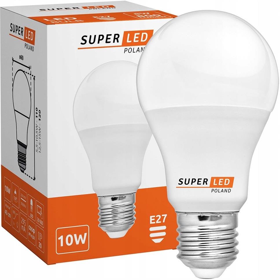Superled Poland Żarówka LED E27 800lm 10w=80w Neutralna SUPERLED - Opinie i atrakcyjne ceny na ...