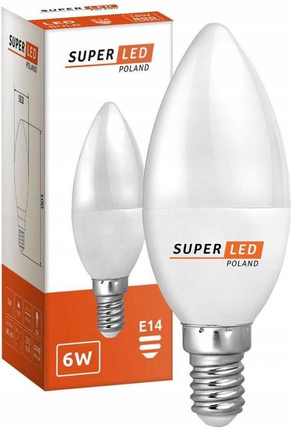 Superled Poland Żarówka LED E14 C37 6W =60W SMD 630lm CCD świeczka ...