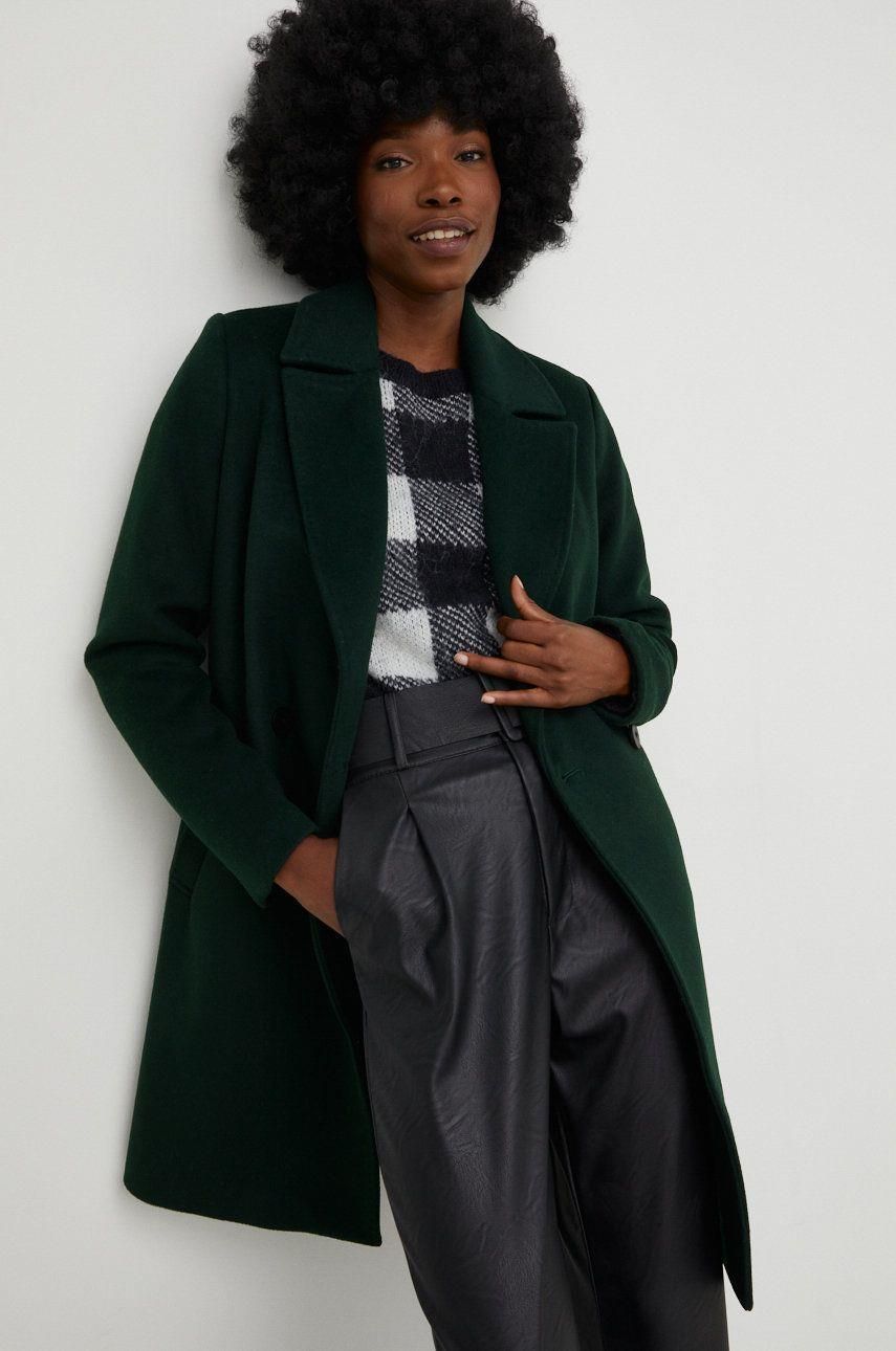 Answear Lab płaszcz wełniany kolor zielony przejściowy - Ceny i opinie ...