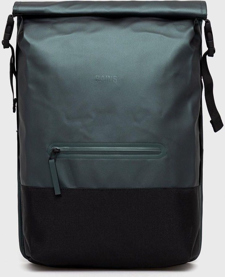 Rains plecak 13720 Buckle Rolltop Rucksack kolor zielony duży gładki ...