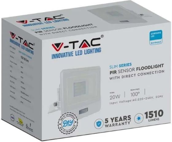 V Tac V Tac Projektor Led 20W Samsung Chip Czujnik Ruchu Biały Z Mufą ...