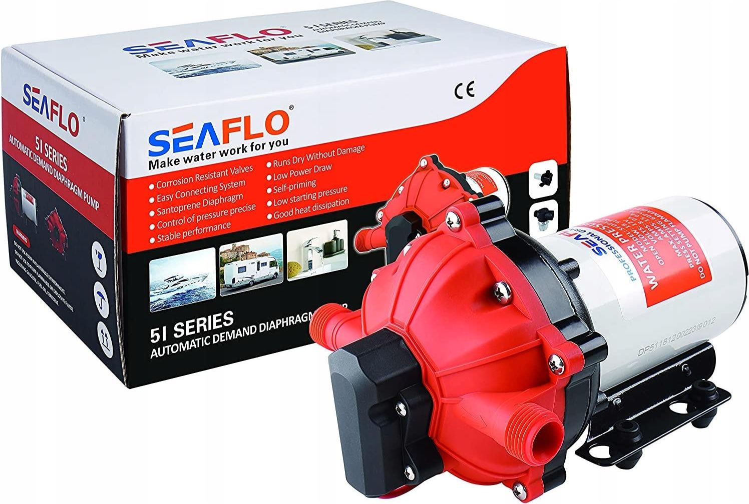 Pompa Wody Ciśnieniowa Seaflo 18,9L 12V Do Kampera SFDP1-050-060-51NEW ...