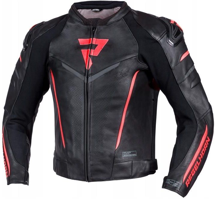 Odzież motocyklowa Rebelhorn Kurtka Skórzana Fighter Bk/Red Czarny ...