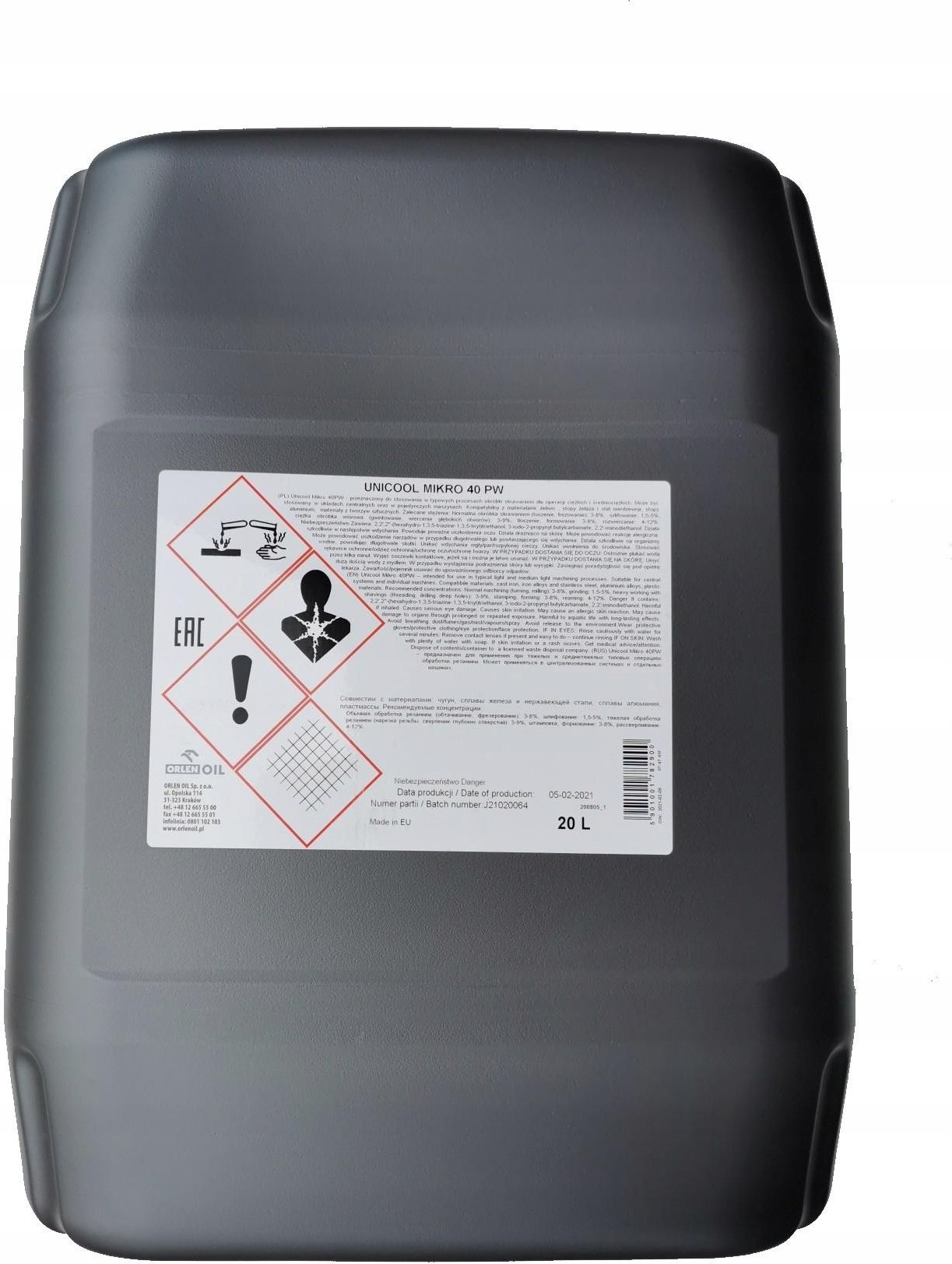 Orlen Oil Unicool Mikro 40 Pw Olej Emulgujący 20L - Opinie i ceny na ...