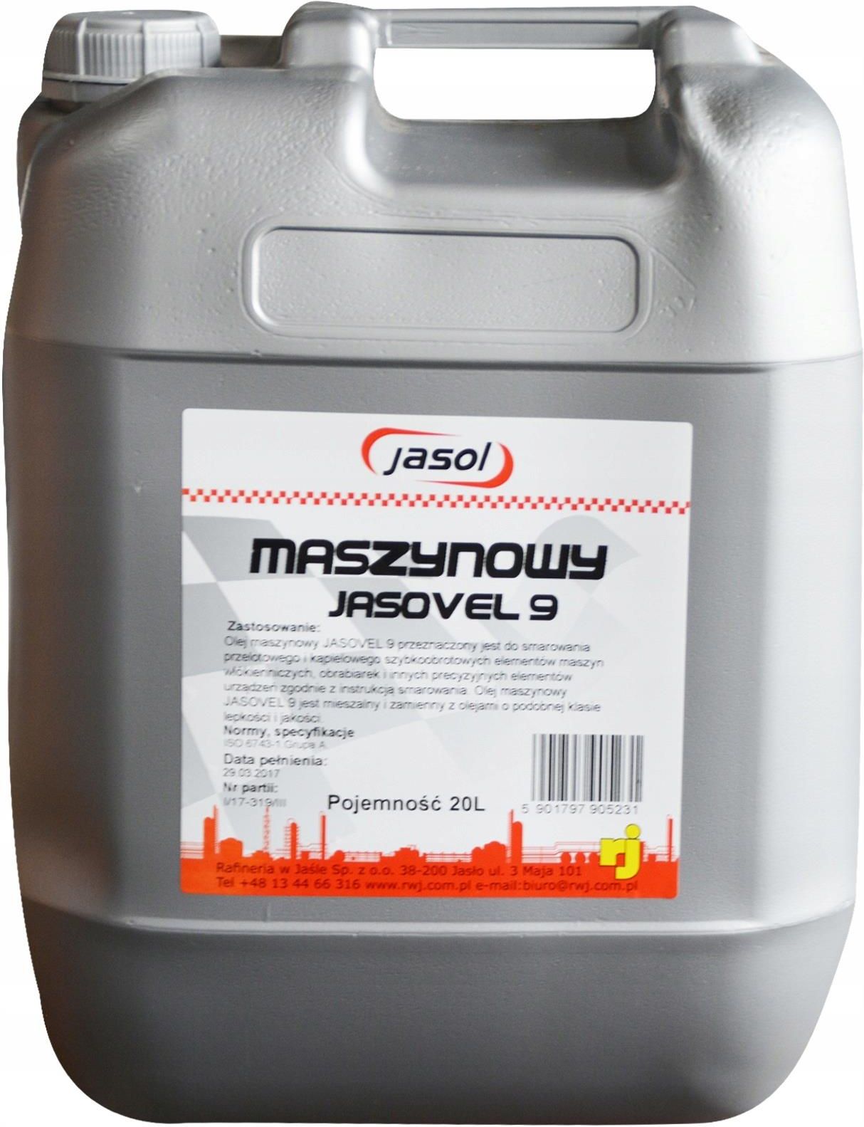 Jasol Olej Maszynowy Iso Vg 6 - 20L - Opinie i ceny na Ceneo.pl