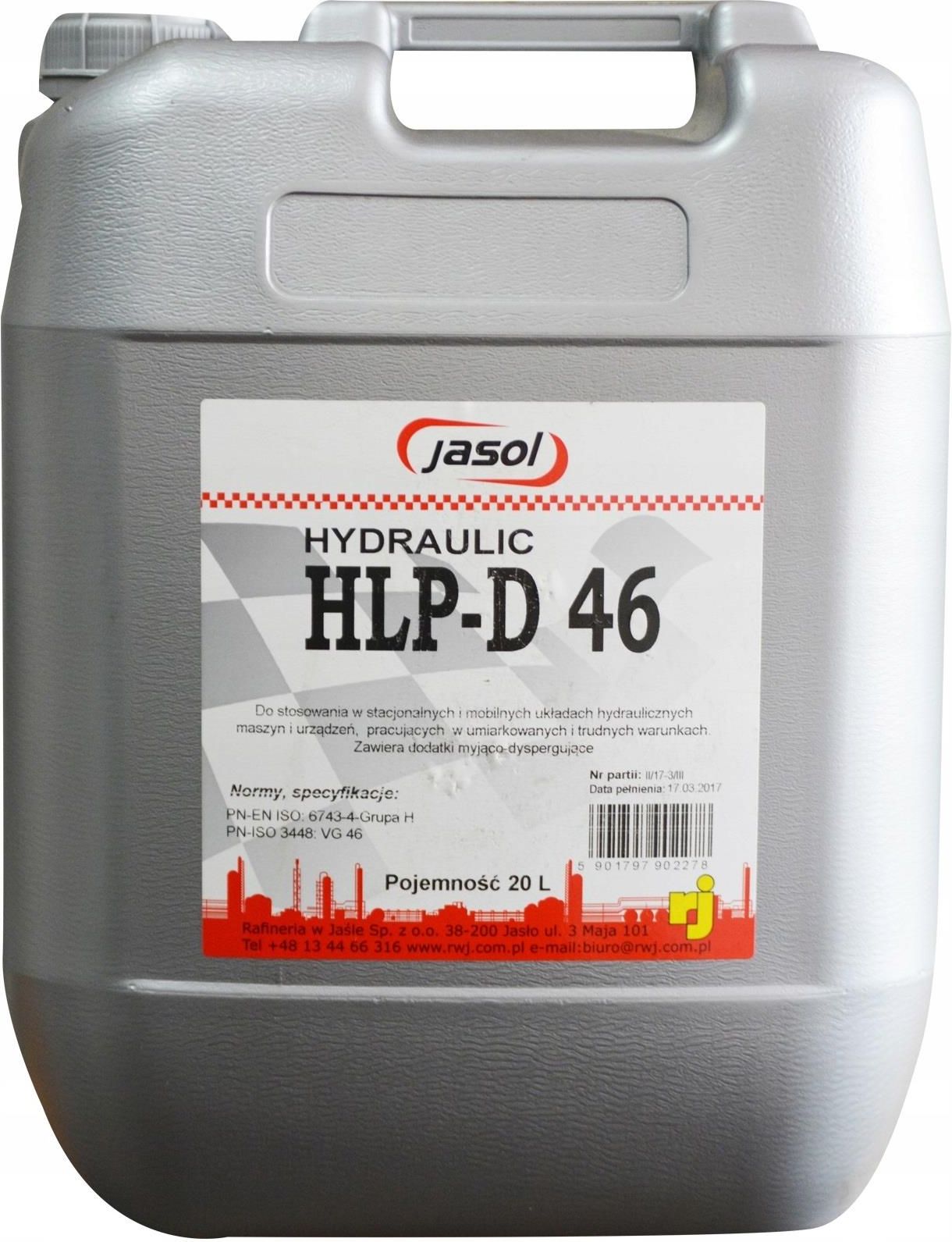 Jasol Olej Hydrauliczny Hlp-D 46 - 20L - Opinie i ceny na Ceneo.pl