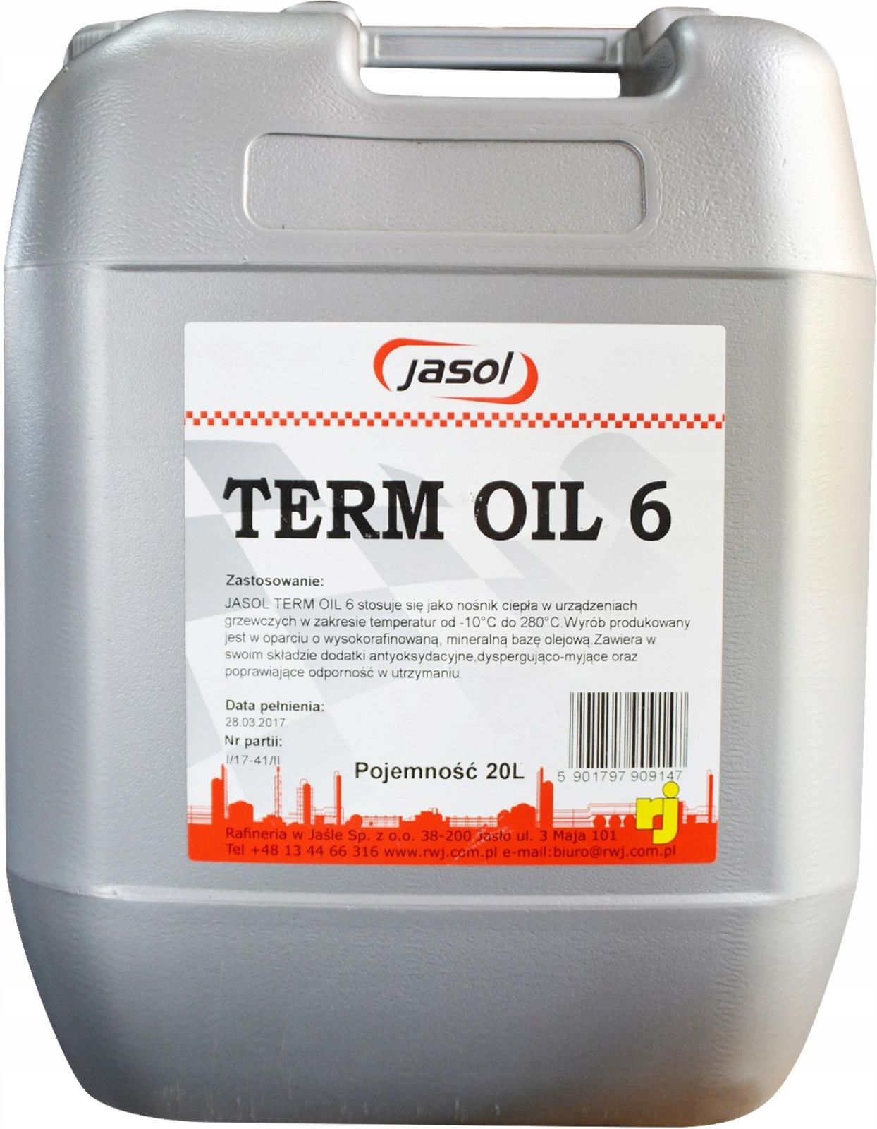 Jasol Olej Grzewczy Term Oil 6 - 20L - Opinie i ceny na Ceneo.pl