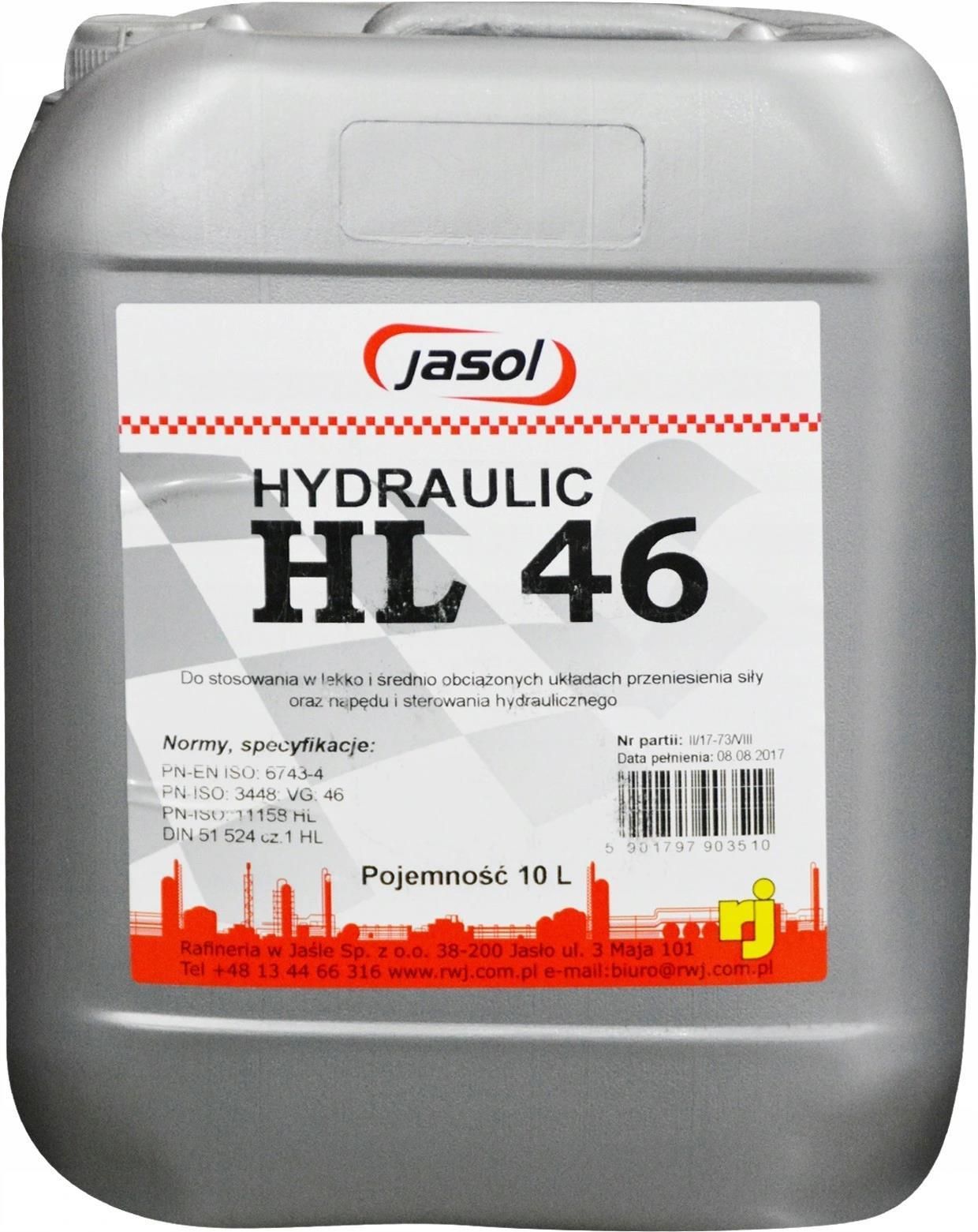 Jasol Olej Hydrauliczny Hl 46 10L - Opinie i ceny na Ceneo.pl