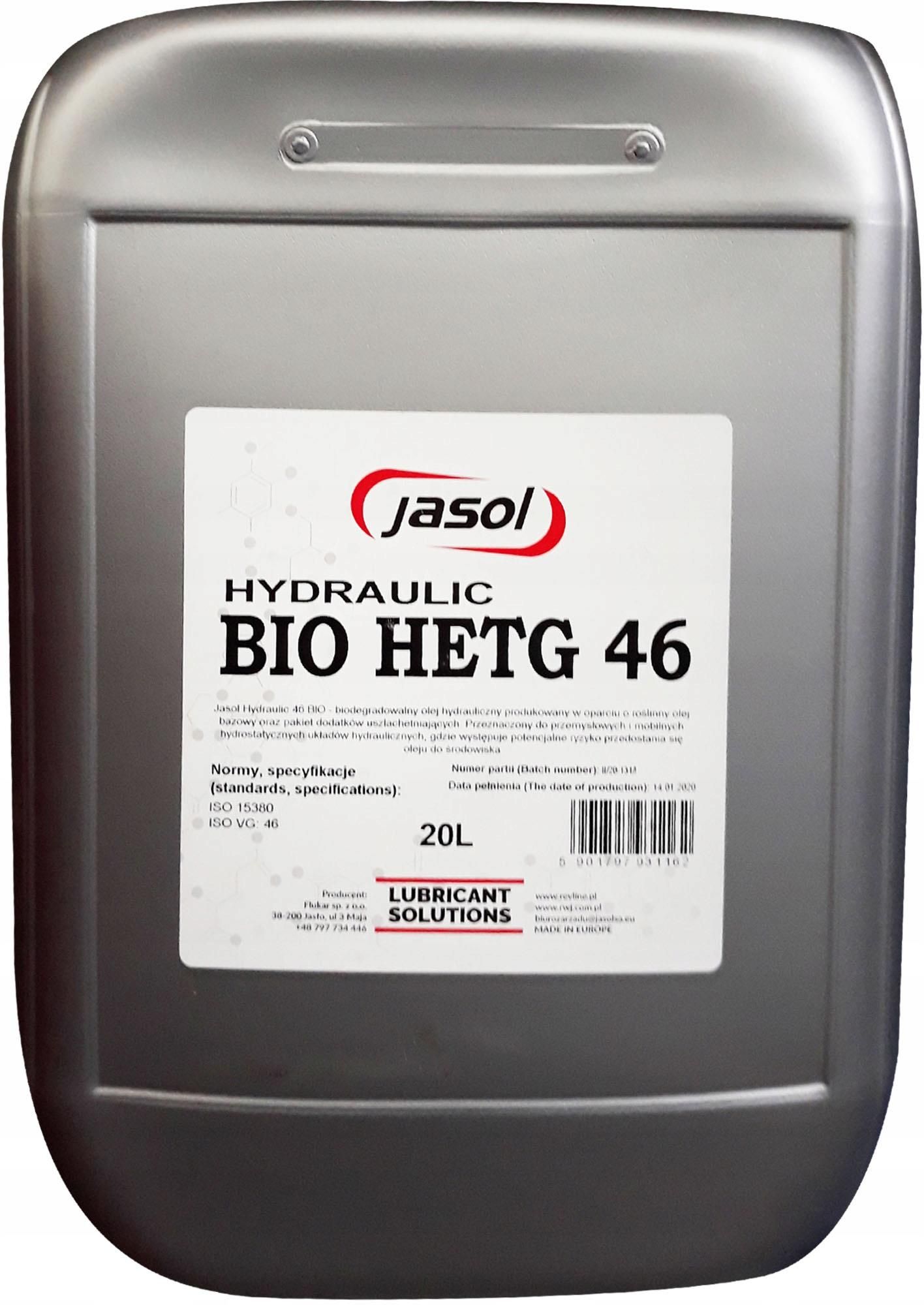 Jasol Olej Hydrauliczny Ekologiczny Vg 46 20L - Opinie i ceny na Ceneo.pl