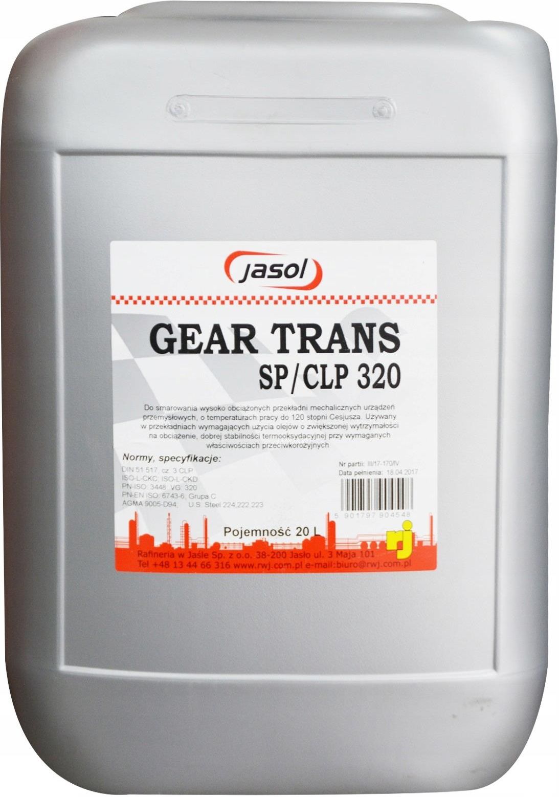 Jasol Olej Przekładniowy Clp Iso Vg 320 20L - Opinie i ceny na Ceneo.pl
