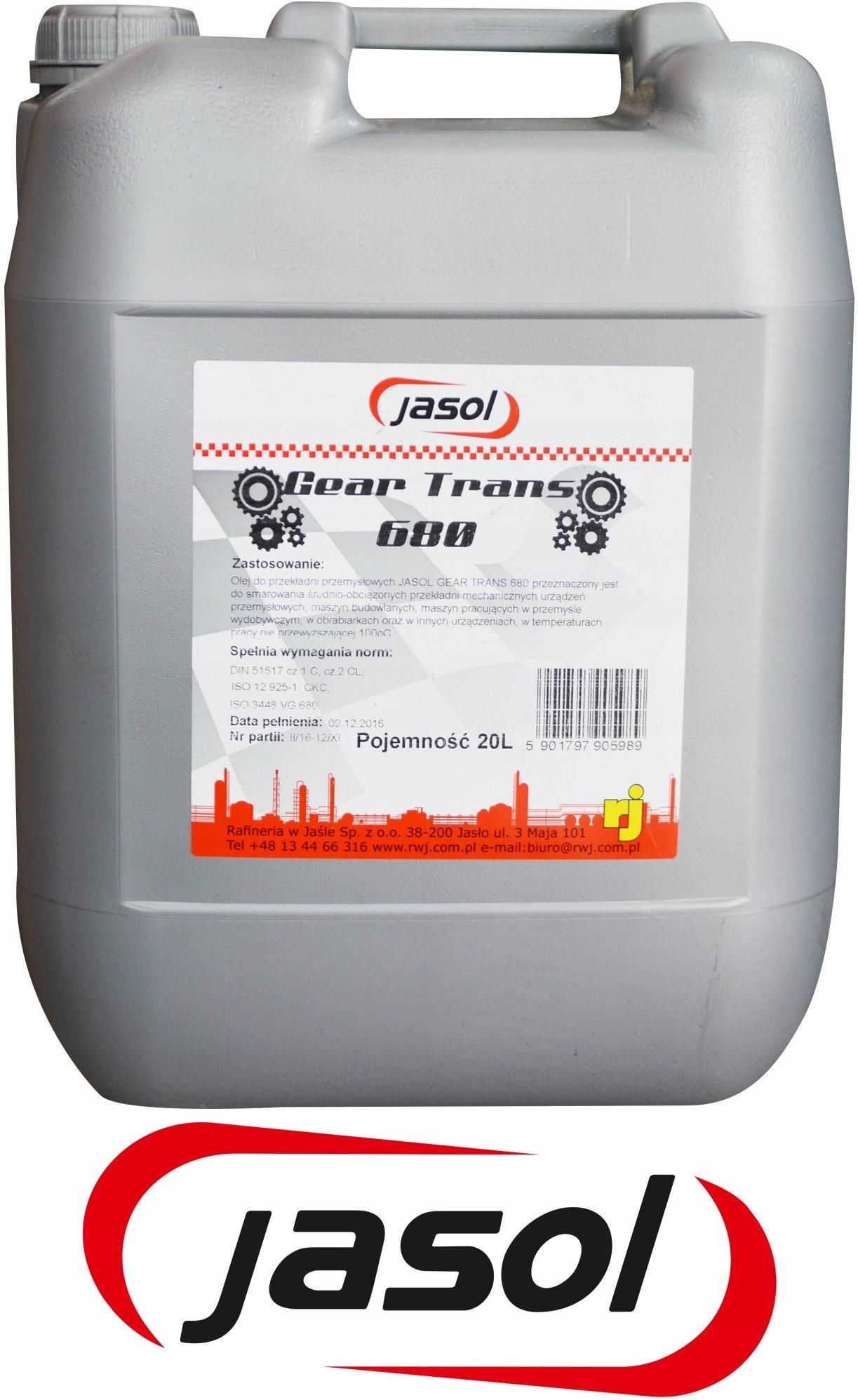 Jasol Olej Przekładniowy Din 51517 Cz.1 Cz.2 Vg680 20L - Opinie i ceny ...